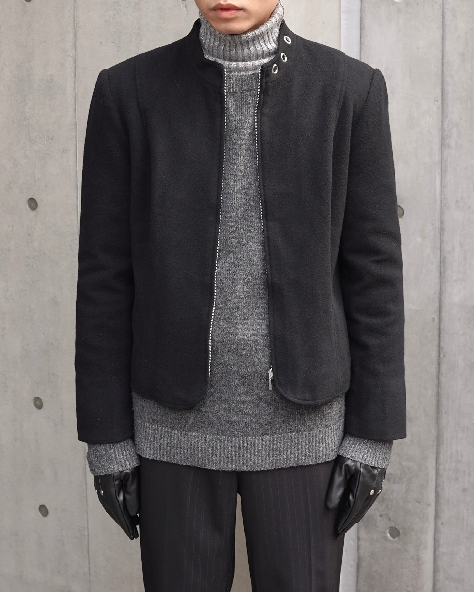 90s neck detail wool zip up jacket | Pay ID