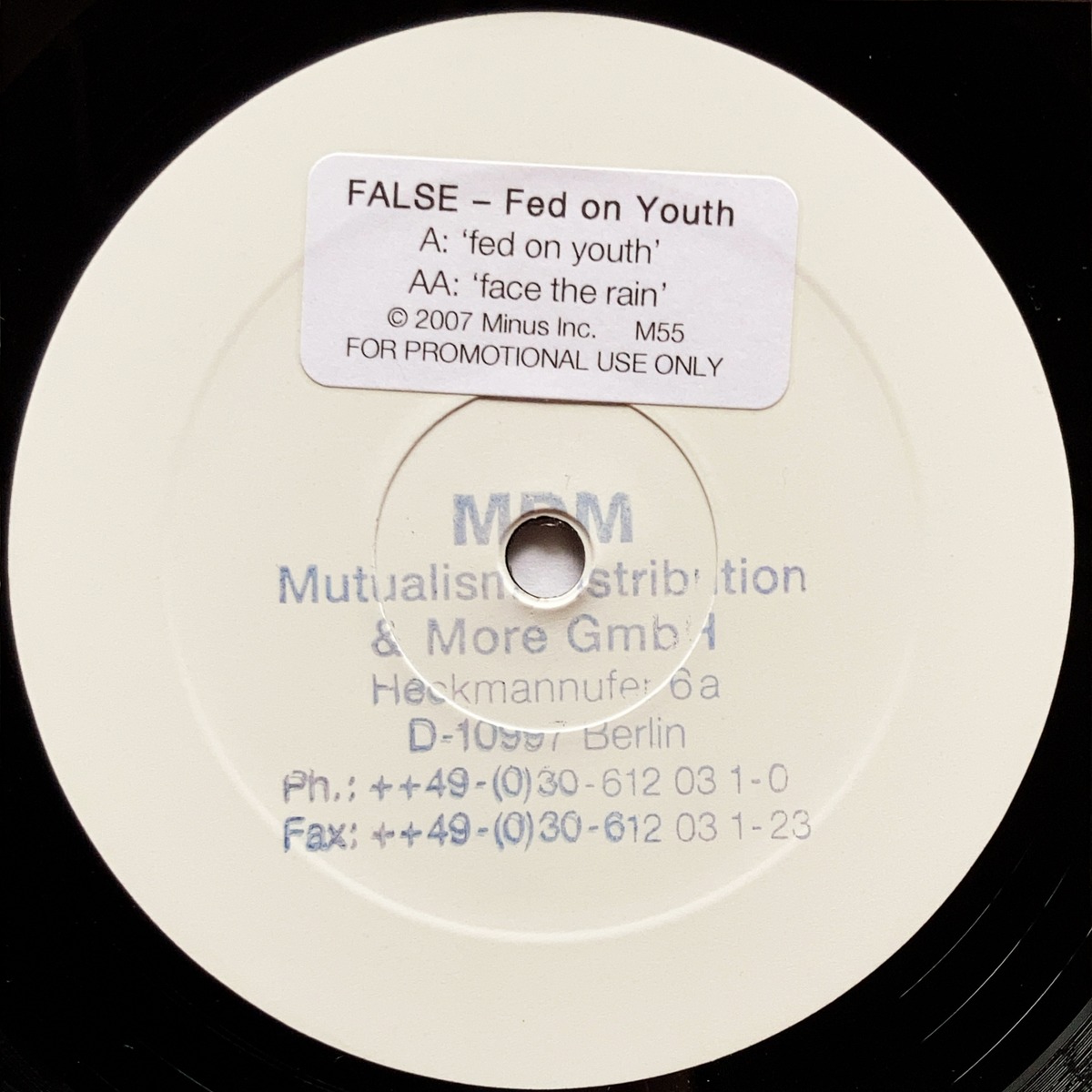 【12”/ Matthew Dear変名】False / Fed On Youth (M_nus) (MINUS 55) | cpvinyl ...