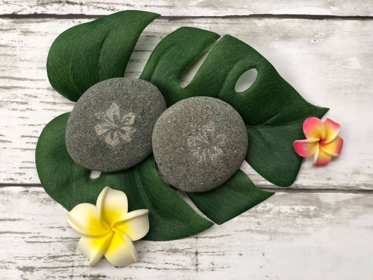 イリイリ フラ フラダンス 石 楽器 ’ILI'ILI ILIILI 片手用 2個セット ハイビスカス ハワイアン 打楽器 石 小石 ...