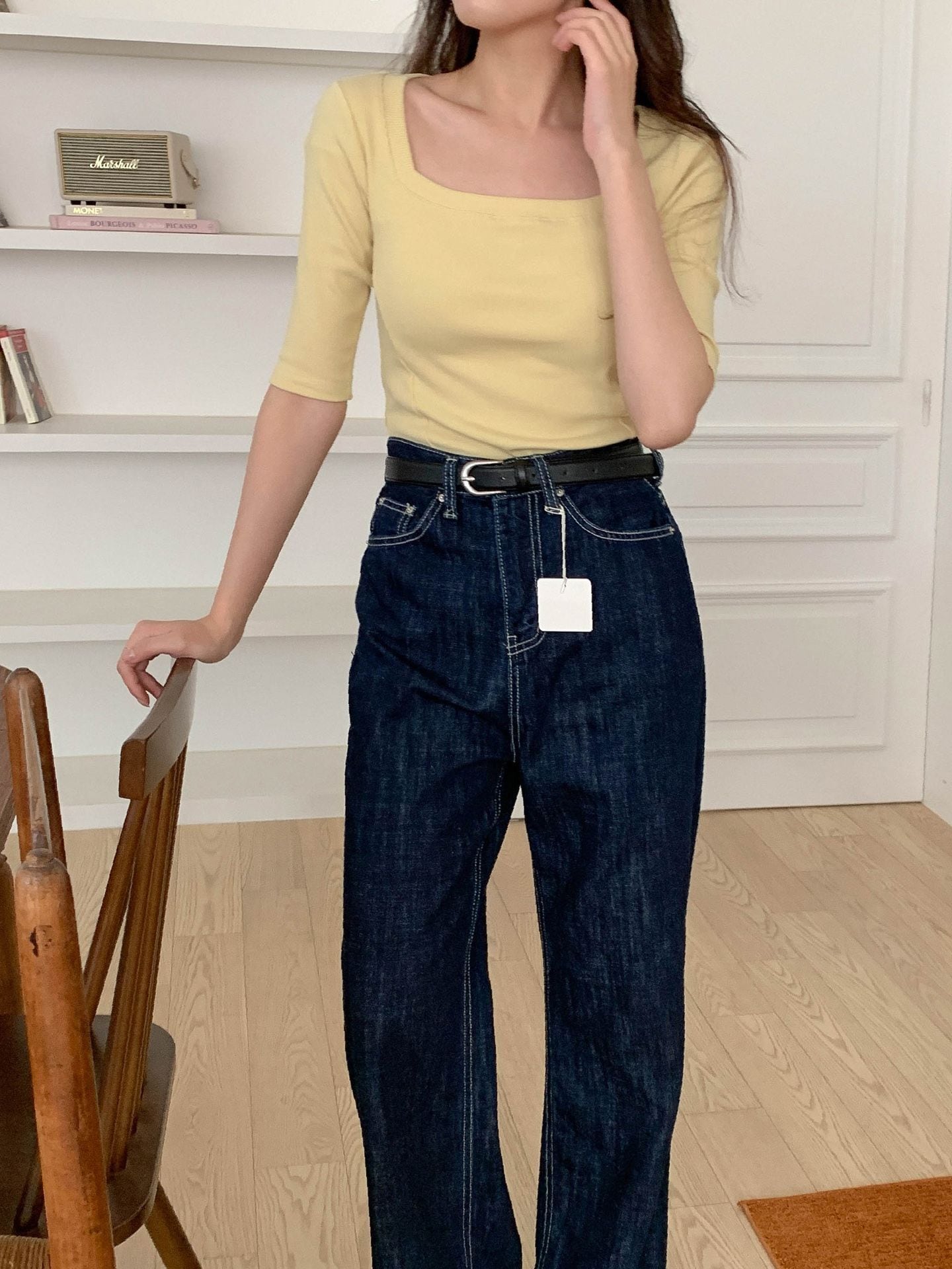 *翌日発送*square rib top -ivory /M220512 | Pay ID