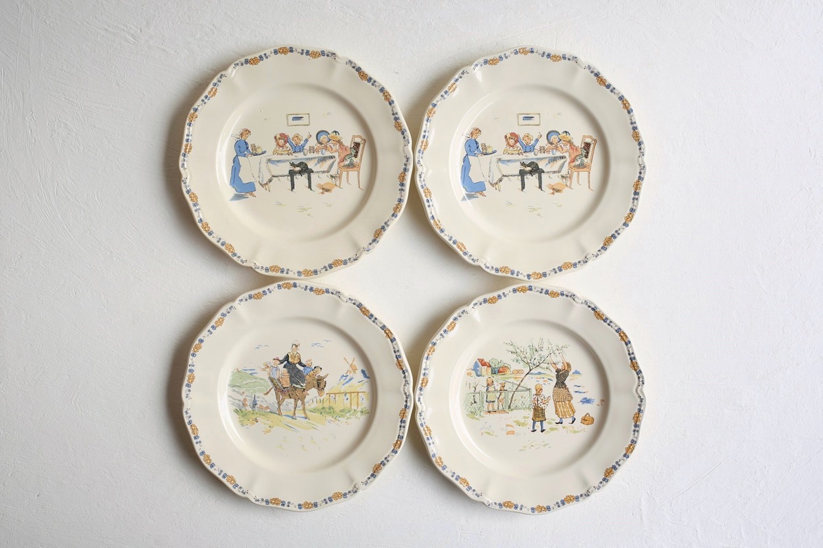 フランス アンティーク ヴィンテージ Sarreguemines サルグミンヌ 『LES ENFANTS RICHAR』 プレート21㎝ N-04869 | EMUPARIS