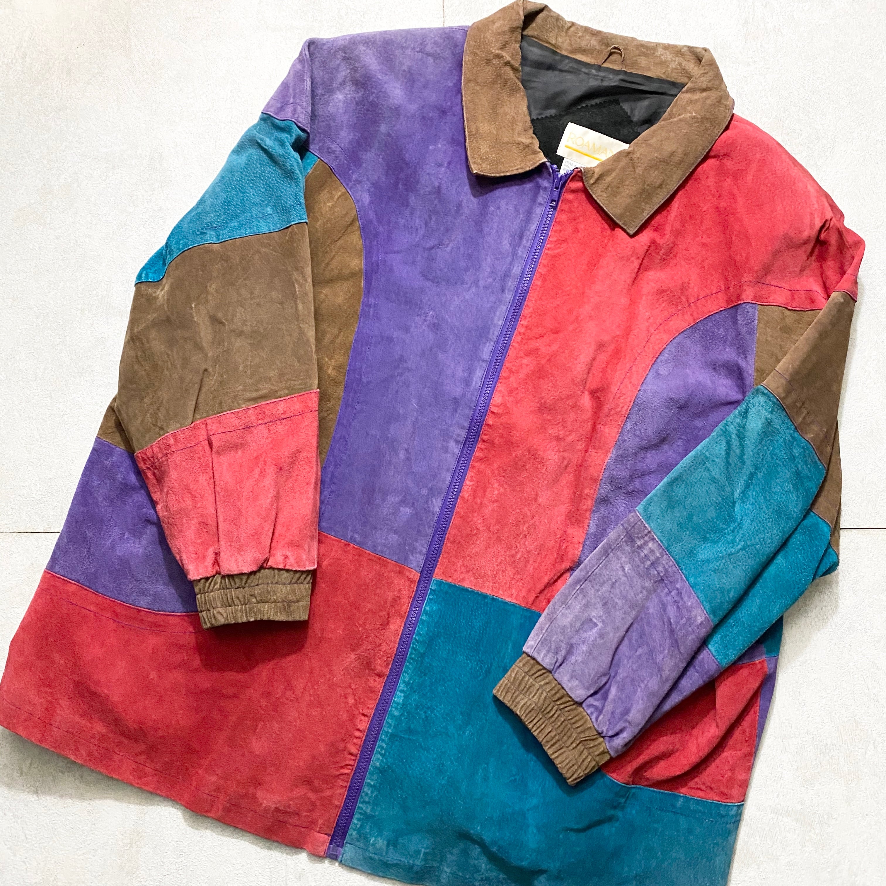 old multicolor patchwork suede jacket | NOIR ONLINE
