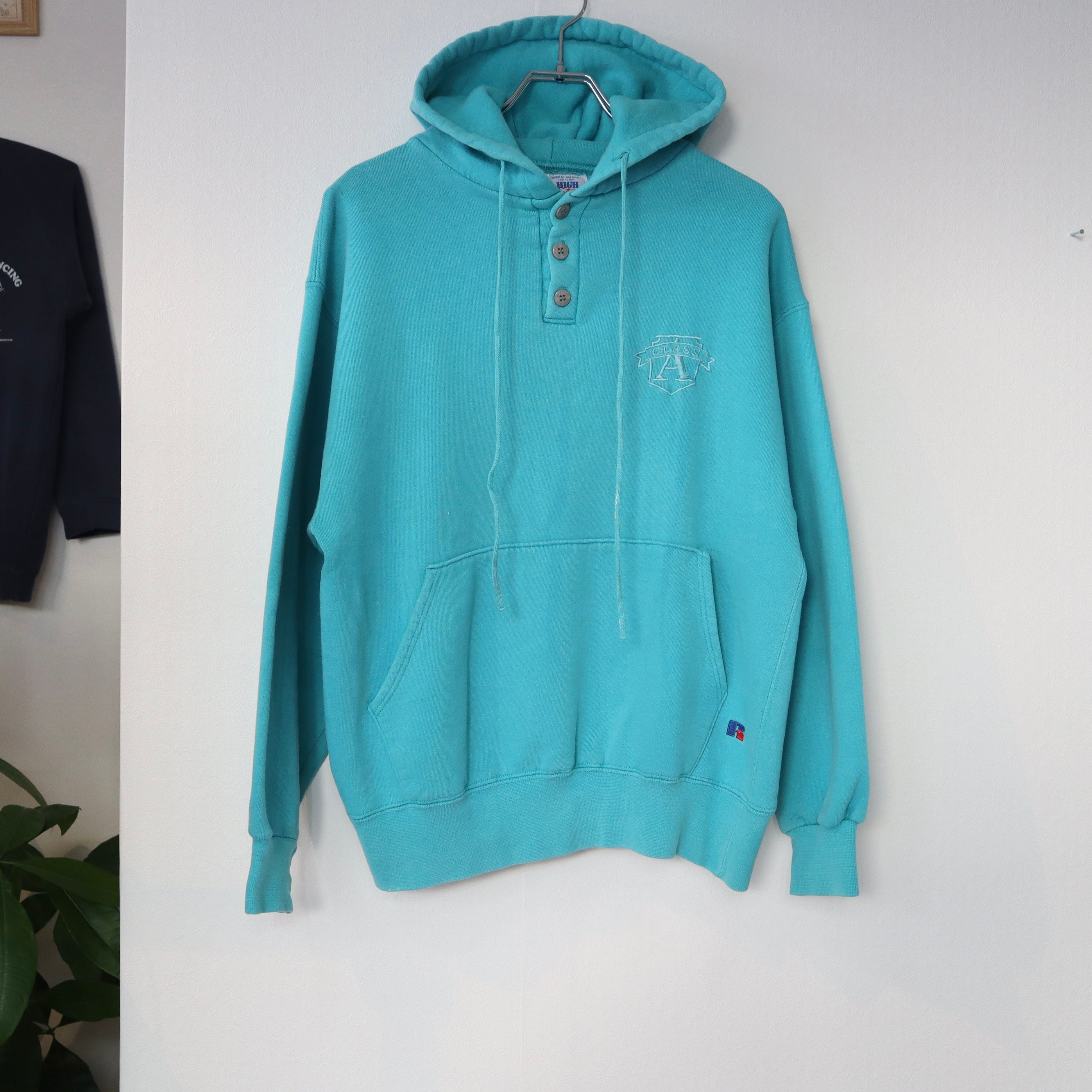 1990s "Russell/High cotton" turquoise blue sweat parka | Pay ID