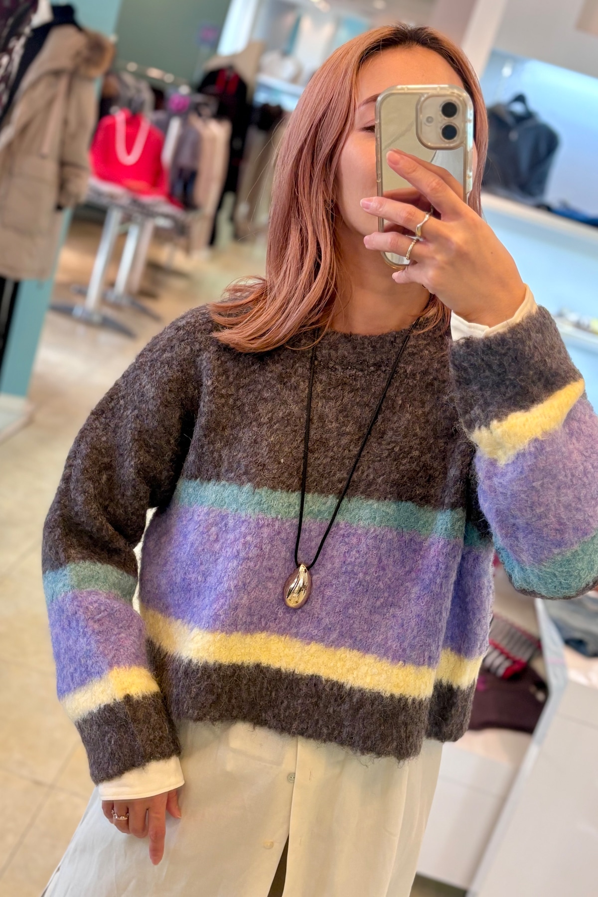 Mia multi border short sweater | COLORS PLUS