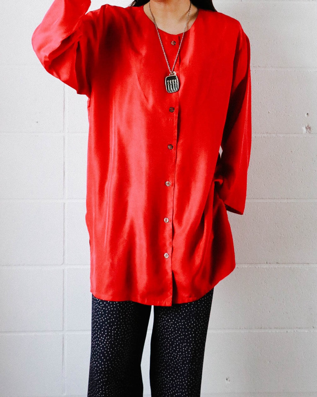 red silk long tops | VINIVINI ONLINE SHOP