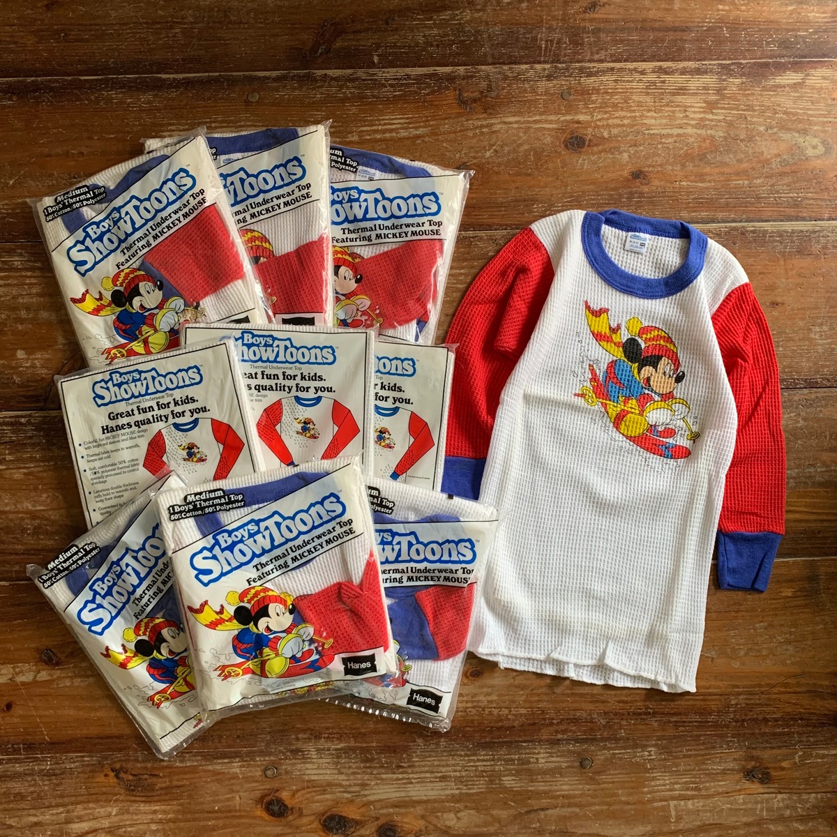 1980's Kids "Hanes ShowToons" Feat, Mickey Mouse Thermal Top USA Made ...