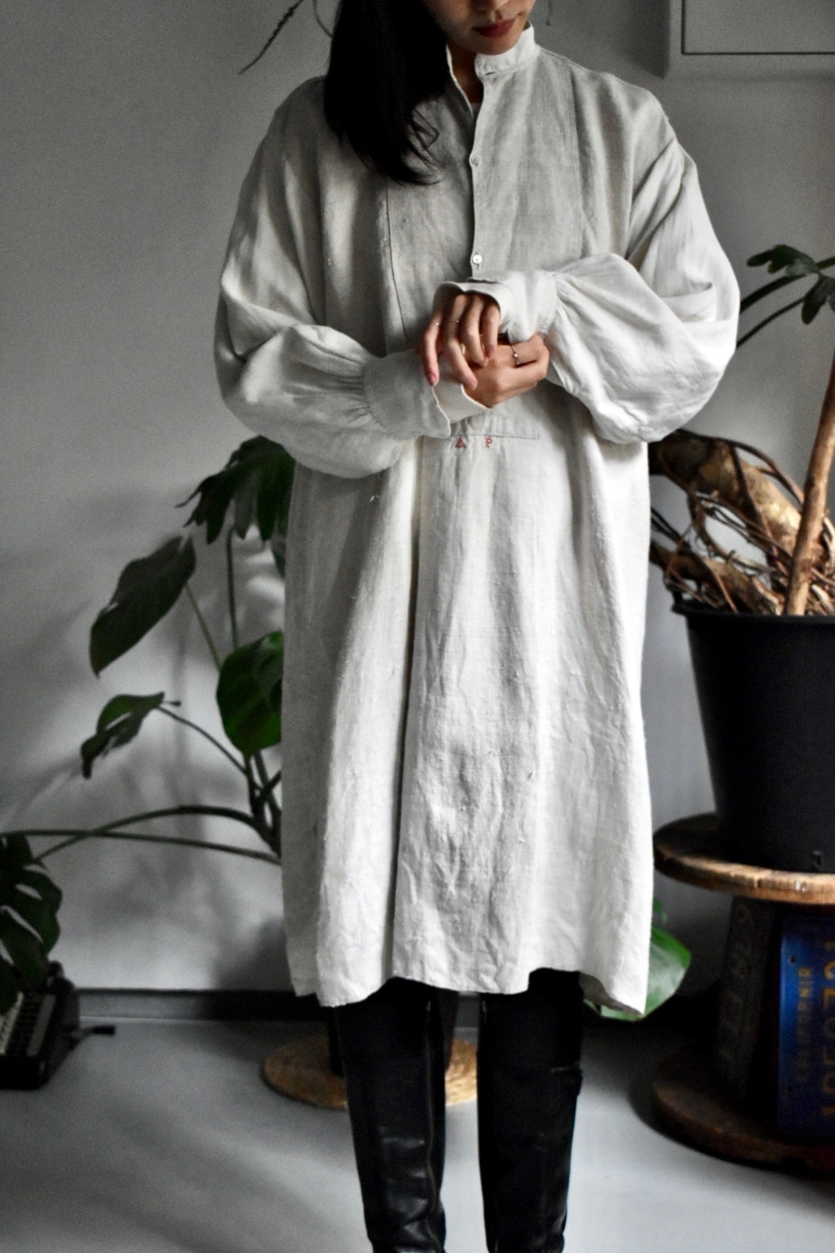 1900−1920’s vintage “french white night smock” “hemp×linen” | KEY WEB STORE