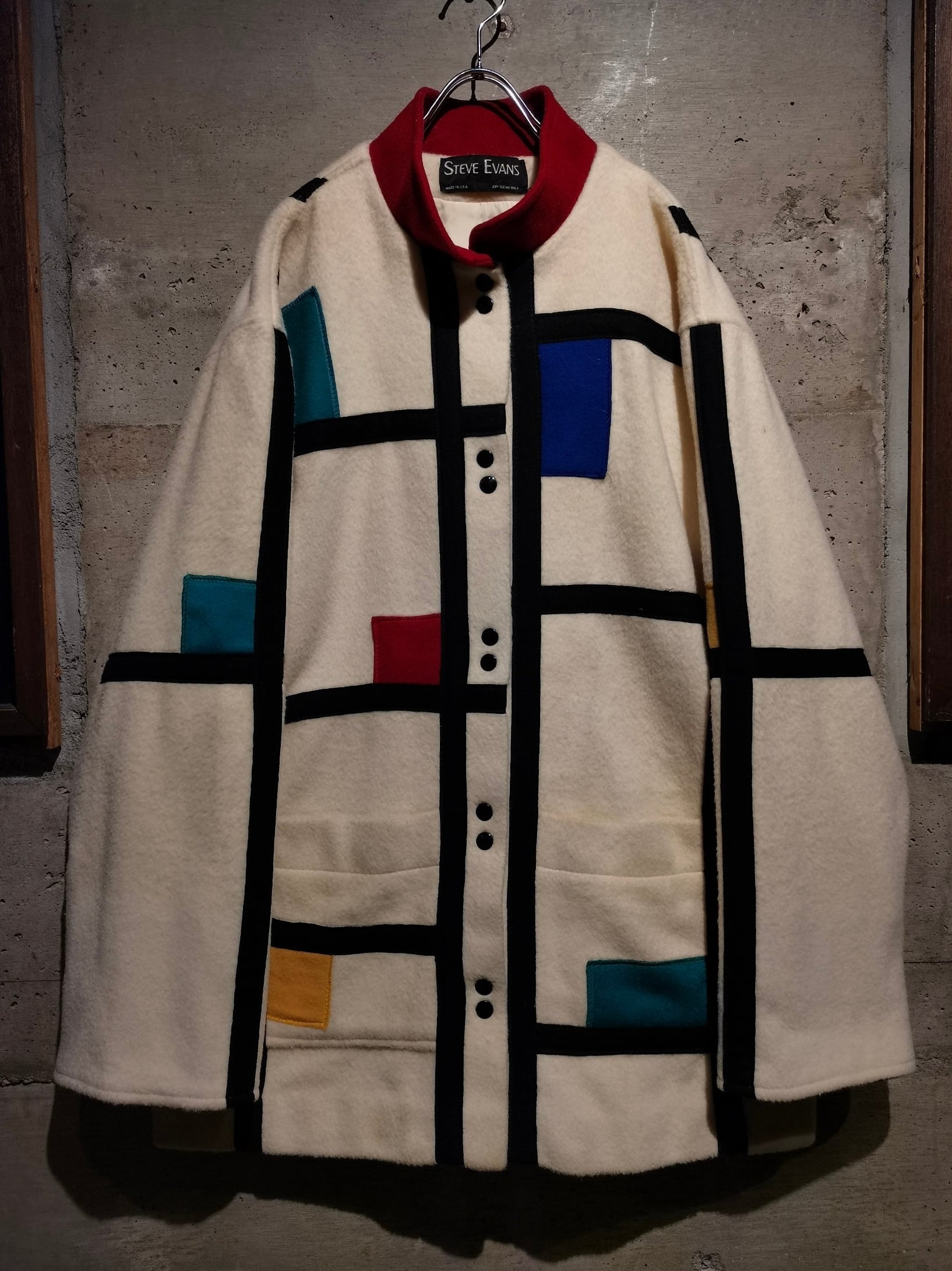 【Caka】"Mondrian Look" Pattern Vintage Wool Coat | Caka(カカ）下北沢古着屋、セレクトショップ