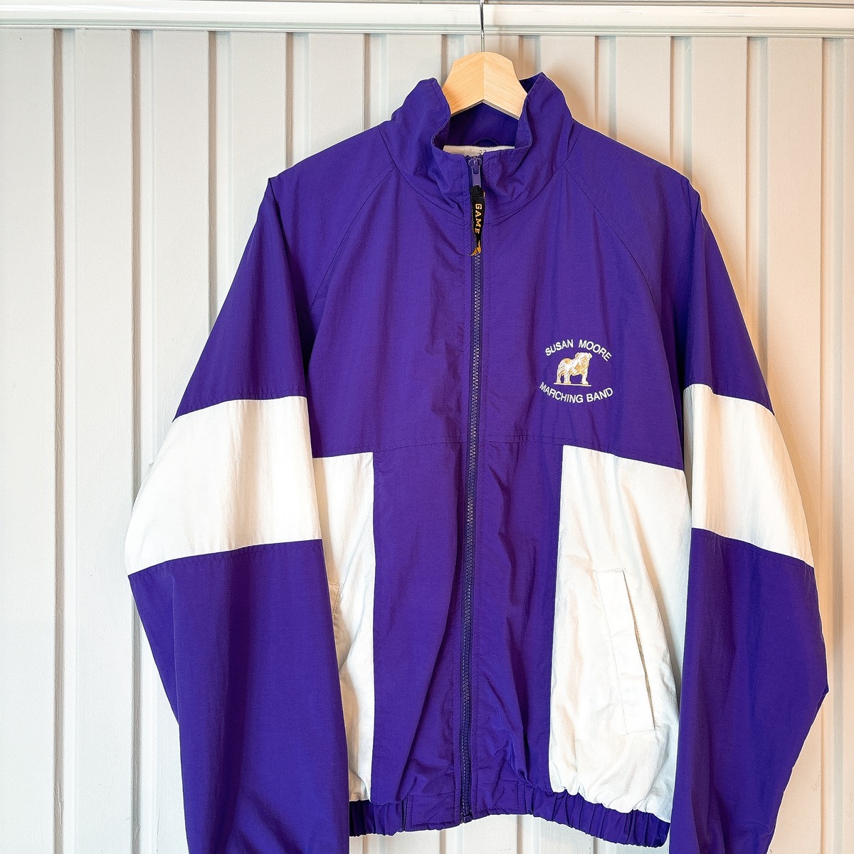 古着 ナイロンジャケット カレッジ 紫 グッドデザイン SUSAN MOORE MARCHING BAND Mサイズ | used ...