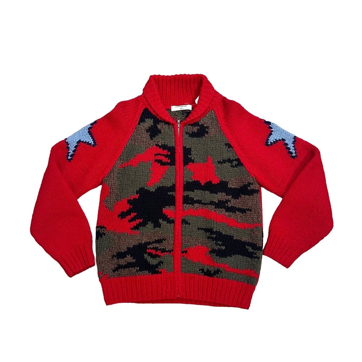 "COUPDETAT" Camo&Star wool design zip up cowichan sweater | Kissmet