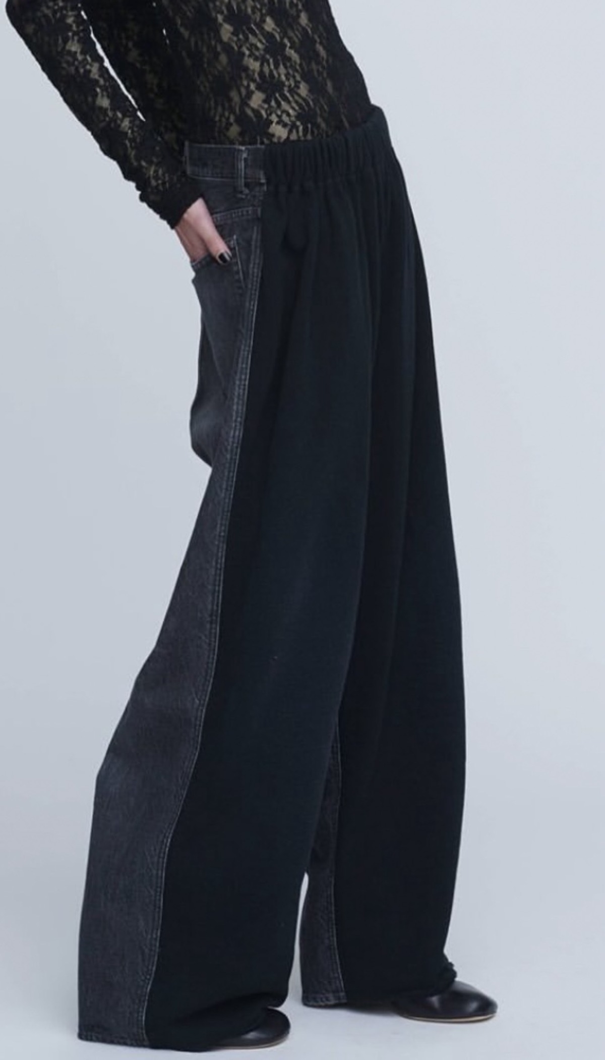 hybrid sweat denim pants(BLACK) | swirl