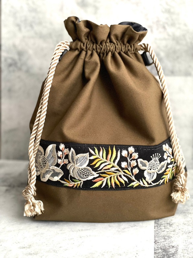 Msize：巾着ショルダーバッグ【カーキ】 | yumonch