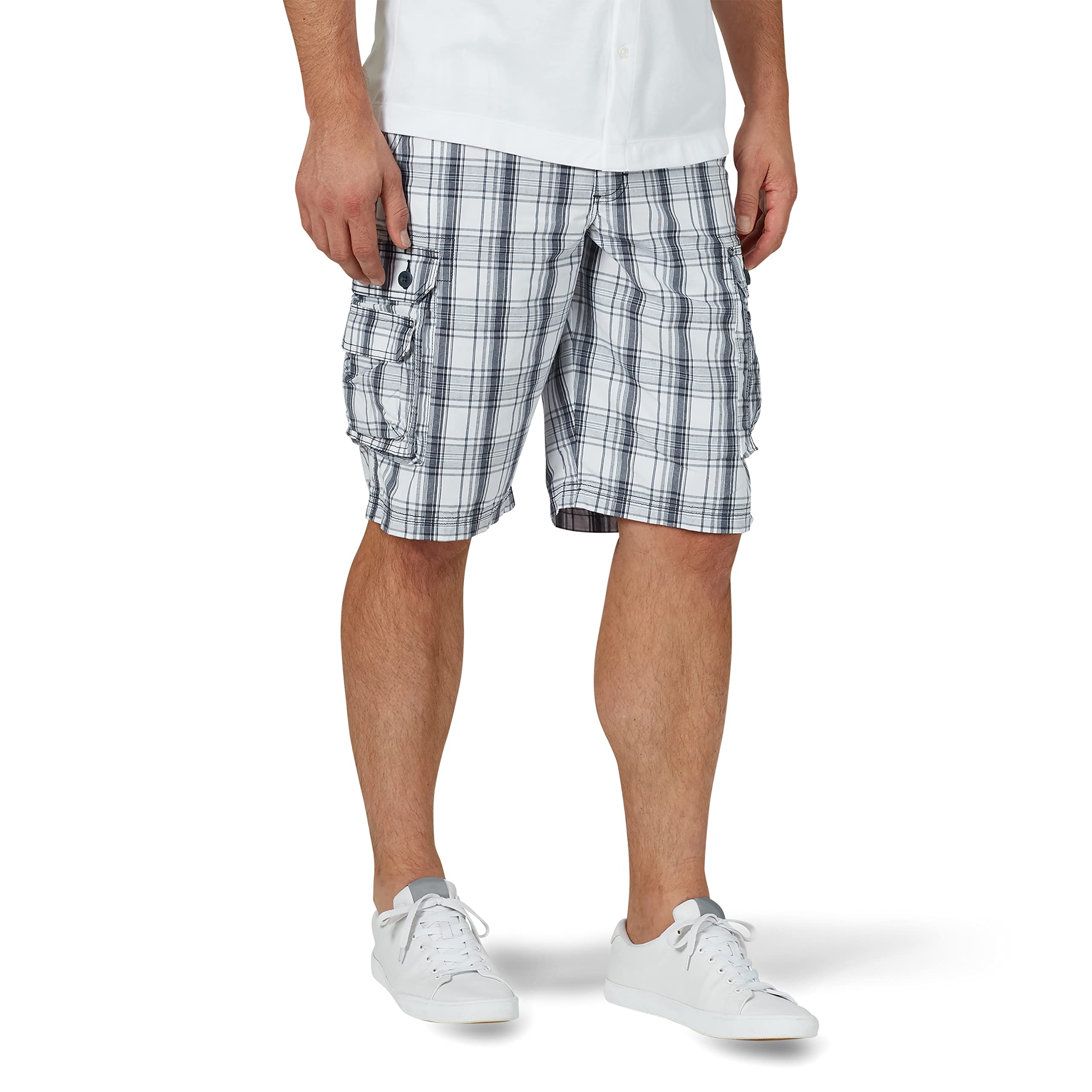 Lee Mens Dungarees New Belted Wyoming Cargo Shorts、Blue Mirage Plaid、33 ...
