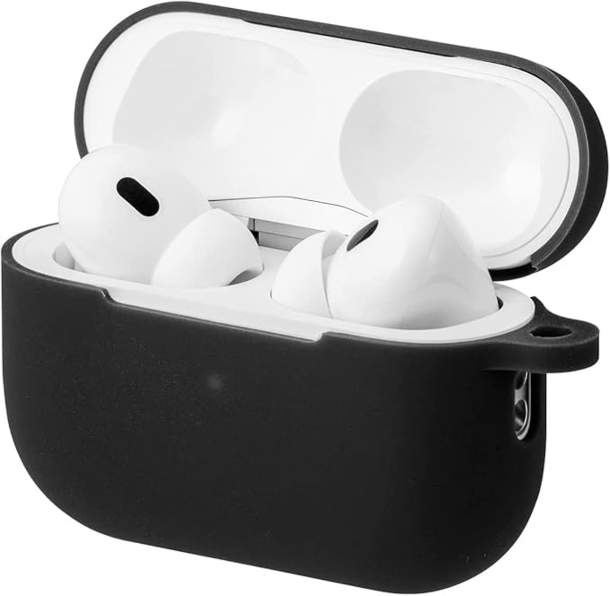 [musashino LABEL] AirPods Pro第2世代用シリコンカバー (Black) シリコン製 保護カバー 装着充電可能 ...