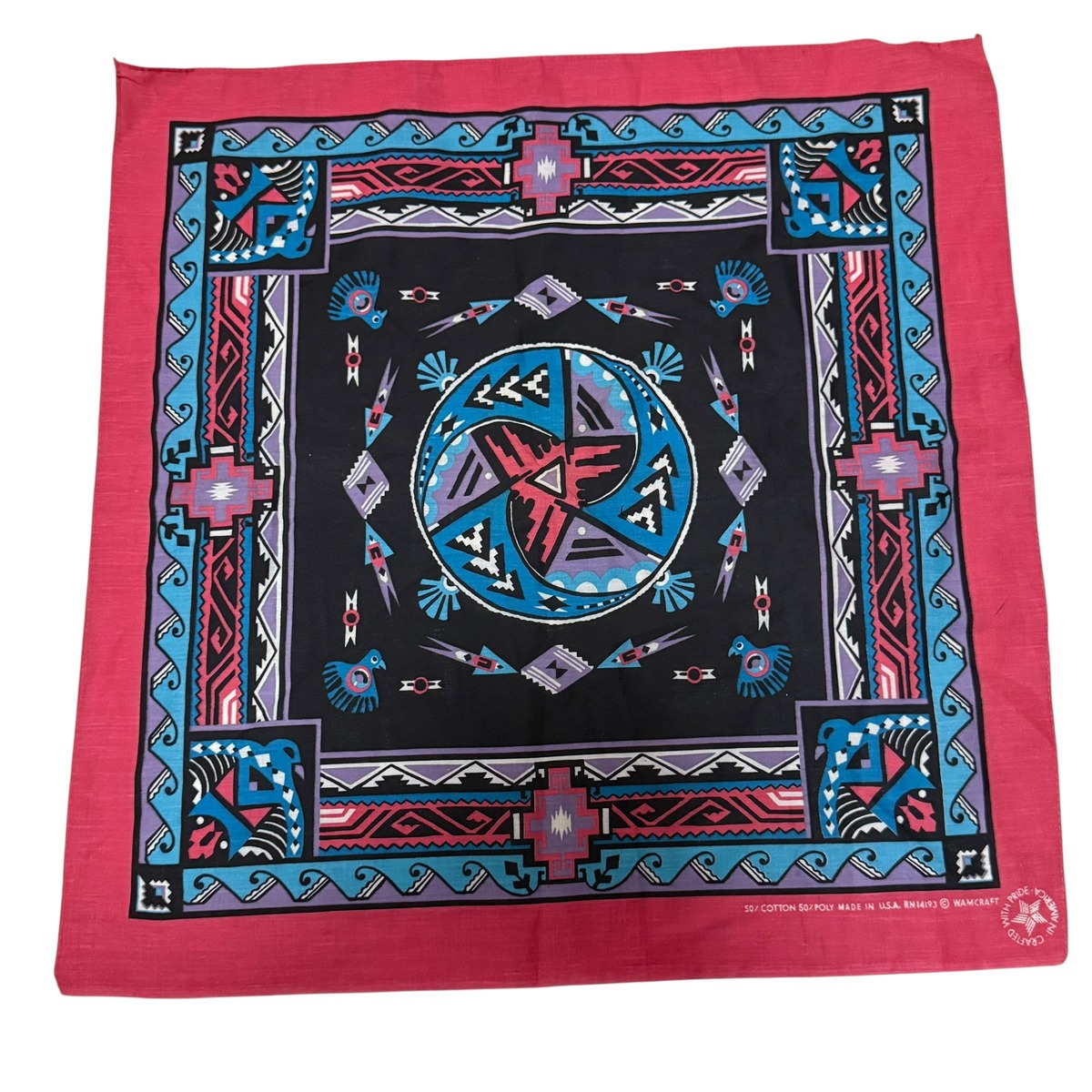 【VINTAGE Bandana A Native American pink made in USA 90s-00s Y2K ヴィンテージ ...