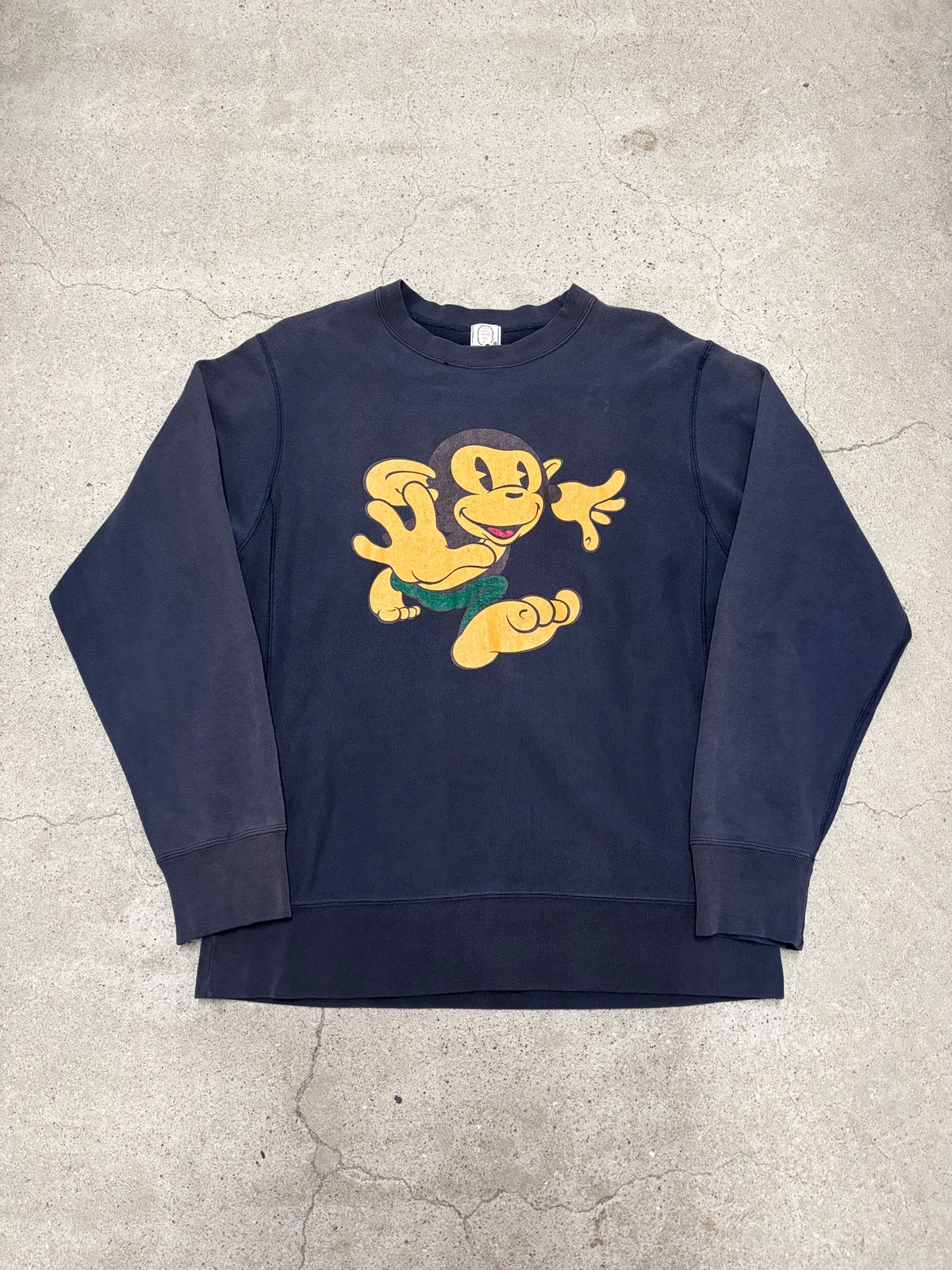 90～00s A BATHING APE/APE print Sweat/初期タグ/S/エイププリントスウェット/ネイビ－/BAPE/アベイ ...