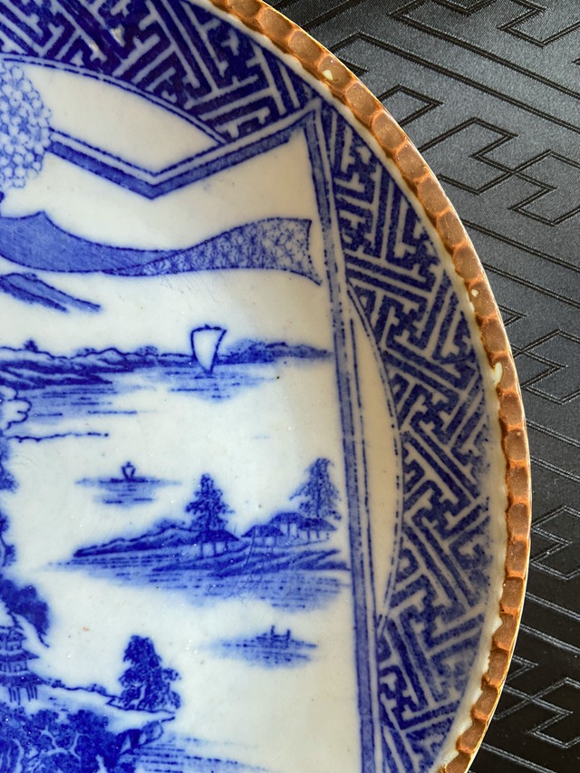 印判染付 八寸皿 花風鈴図 盛皿 イゲ皿 大皿 時代物 骨董 (大正時代〜昭和初期) M0365 | テーブルウェア＆ハウスデコール ...