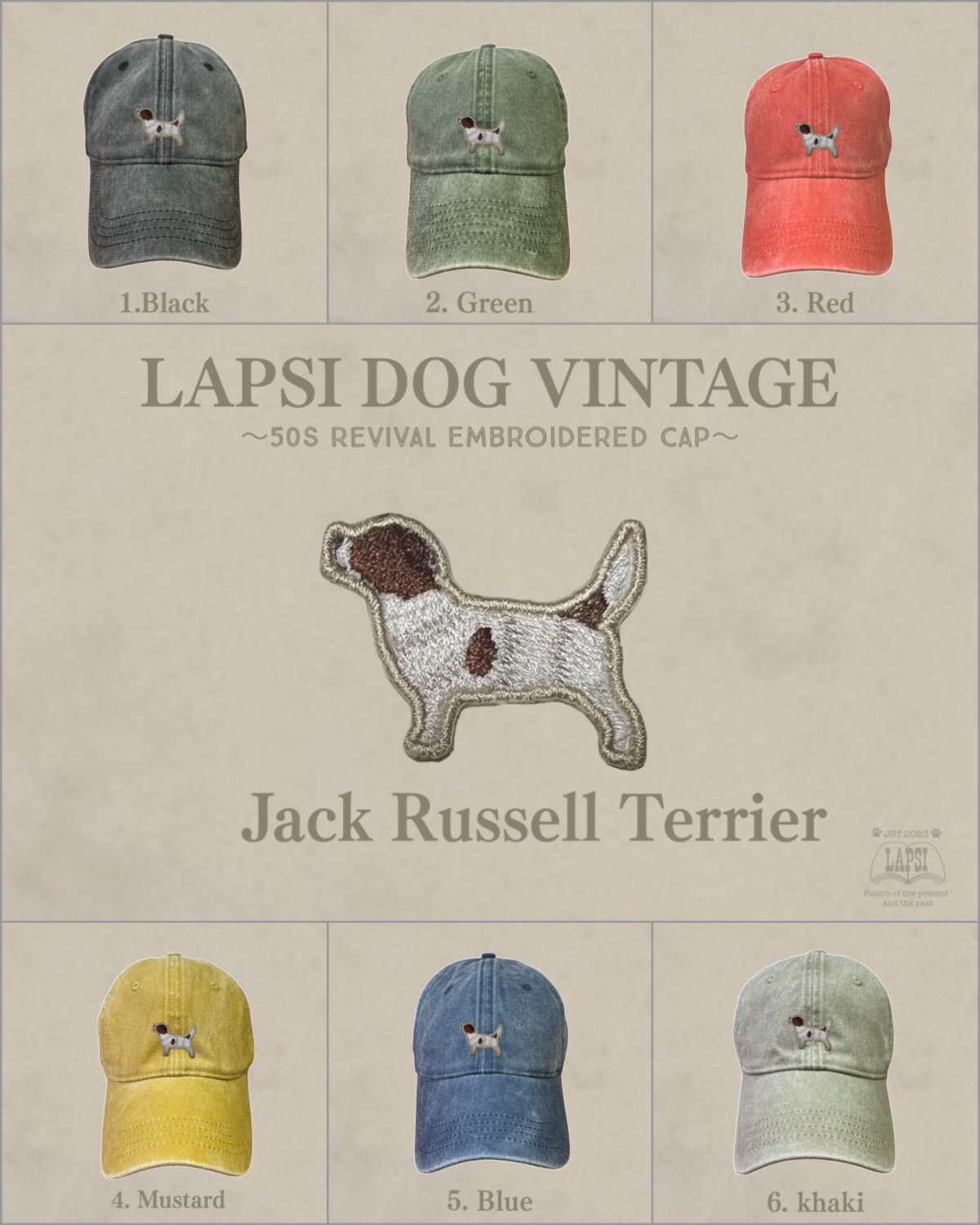50s Sideways Jack Russell Terrier Vintage Cap | LAPSI DOG VINTAGE（ラプシ ...