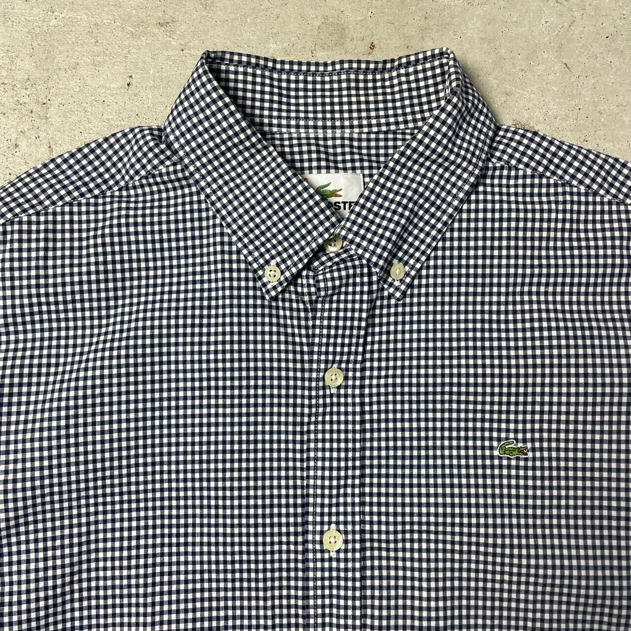 LACOSTE ラコステ 長袖 チェックシャツ メンズS-M相当 古着 ボタンダウンシャツ ギンガムチェック【長袖シャツ】 | cave 古着 ...