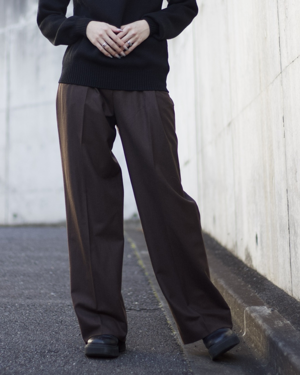 "Max Mara" wide straight wool slacks【MM-0903】 | cv