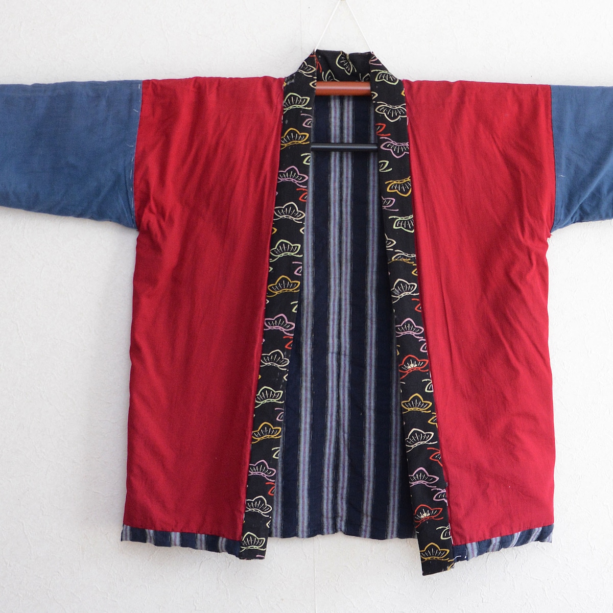Hanten Jacket Kimono Padded Noragi Style Crazy Pattern Japanese Fabric ...