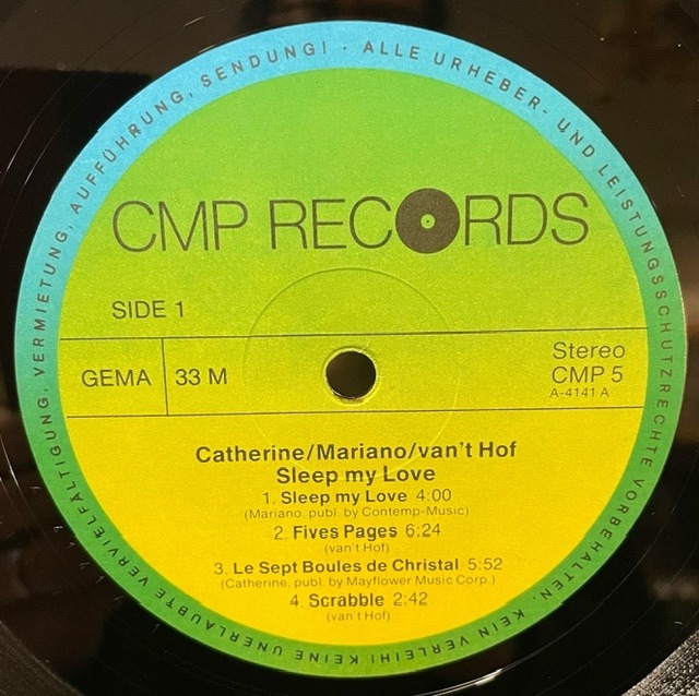 Philip Catherine, Charlie Mariano, Jasper Van't Hof "Sleep My Love" LP | EAD RECORD