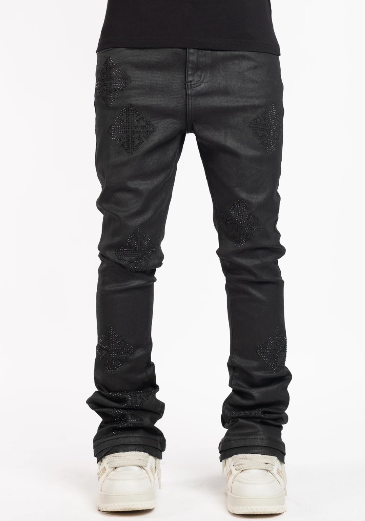 GUAPI LOGO rhinestone WAX black denim | Bigwillie