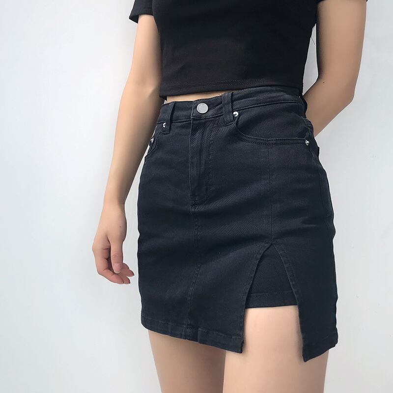 スリット デニム ミニ スカパン スカート ボトムス パンツ デニム