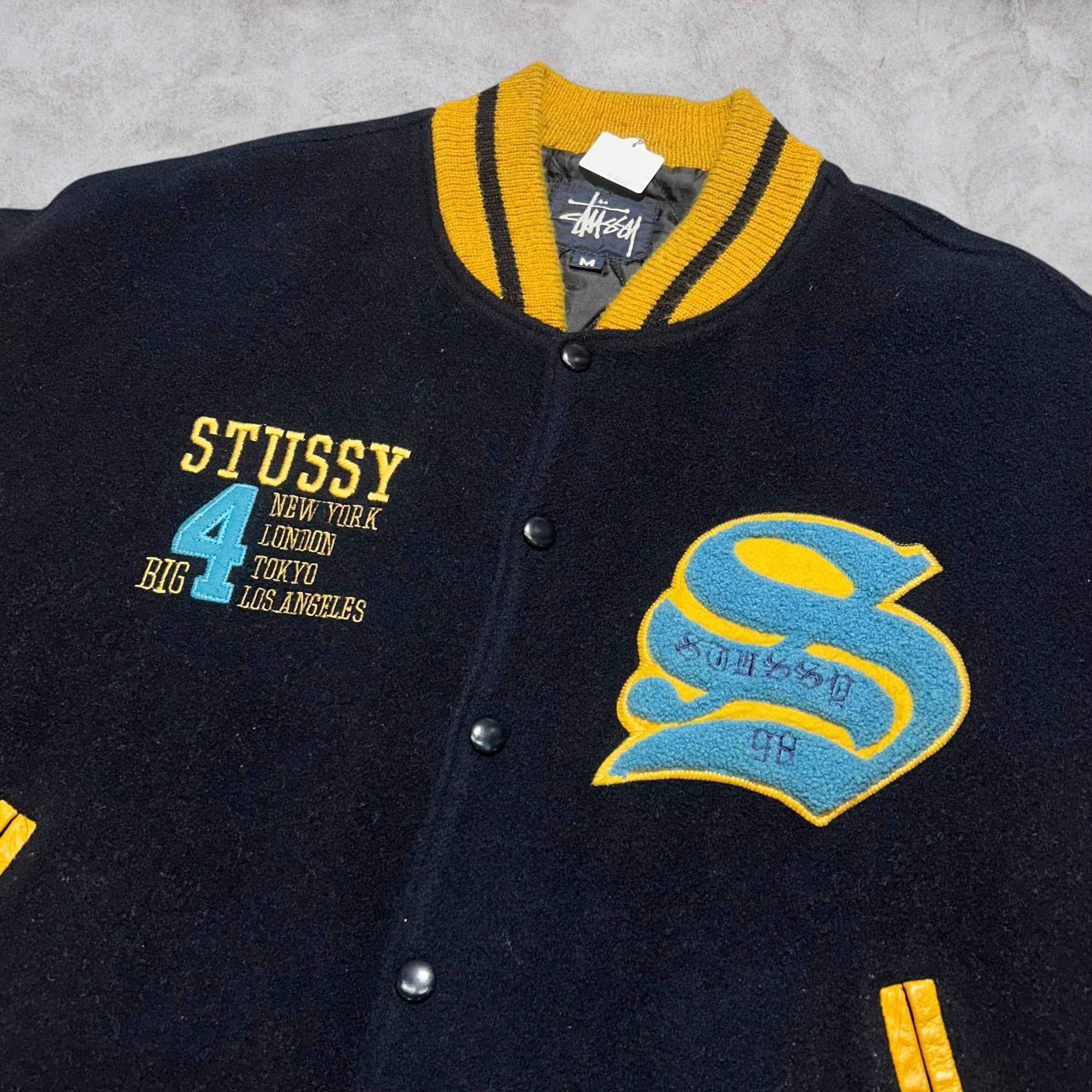 【Special!!】90’s old stussy Varsity Jacket “BIG 4” “スタジャン”【下北沢店】 | curb