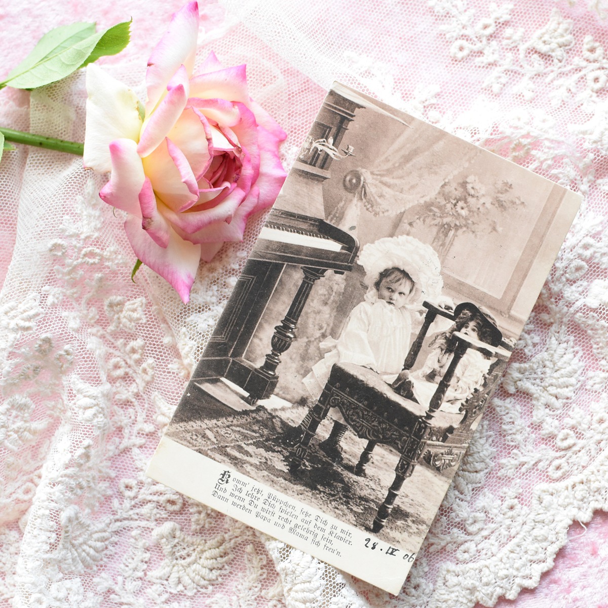 *Antique postcard レッスン前の小さな憂鬱 Germany P165 | Antiques amour violet