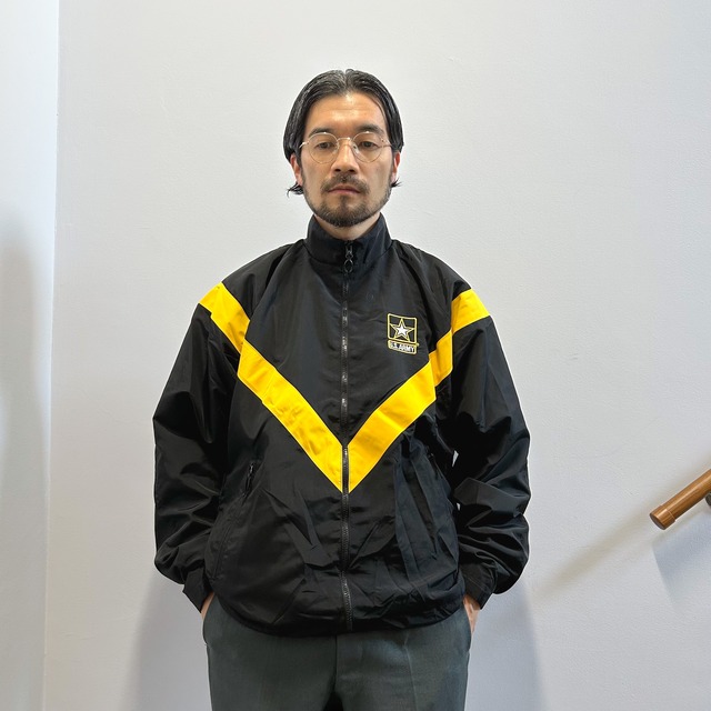 "DEADSTOCK" US ARMY APFU Physical Training Nylon Jacket BLACK S M (米軍実物 ...