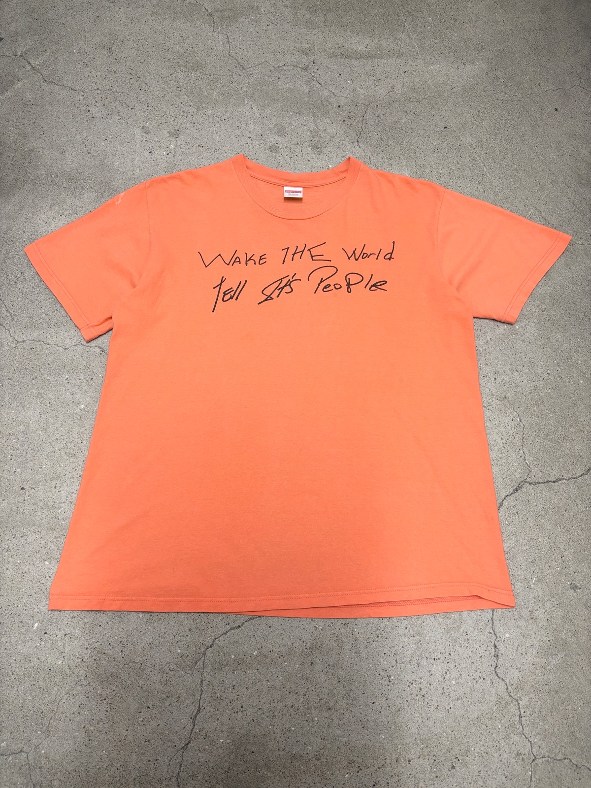 SUPREME/19ss Buju Banton Wake The World Tee/L/メッセージプリントTシャツ/ブジュ・バントン/オレンジ/サーモンピンク/ボックスロゴ/シュプリーム ...