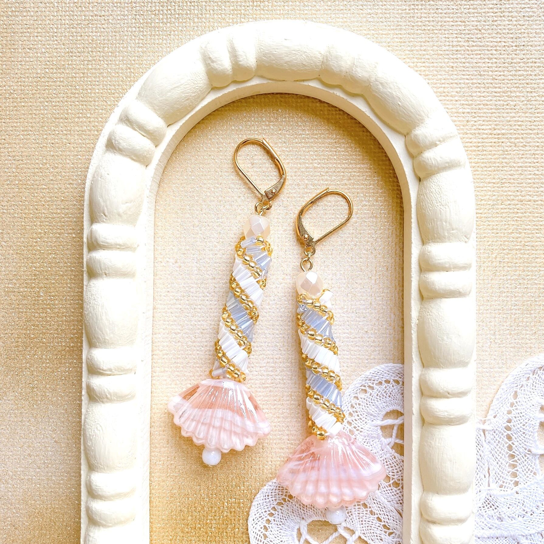 ・candy twist shell・耳飾り シェルピンク | Pay ID