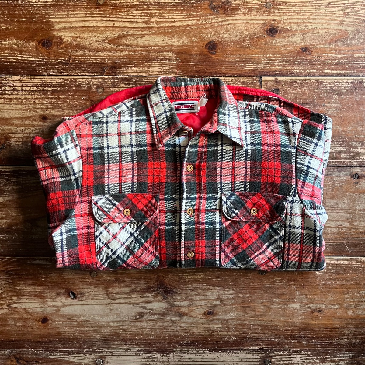 1980’s ”BIG MAC” Quilt Lined Cotton Heavy Flannel Shirt/Red/ M | Rei-mart