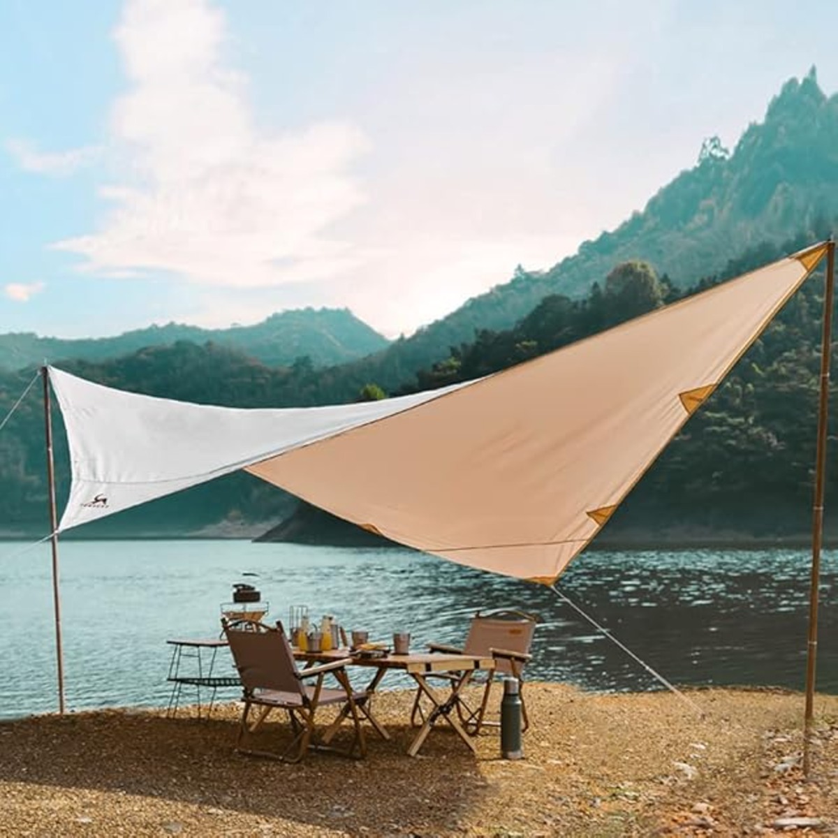 MC トモウント タープ ポリコットンTC キャンプタープ 天幕シェード4x5m 焚き火可 サンシェルター 遮熱 遮光 多機能 テントタープ ...