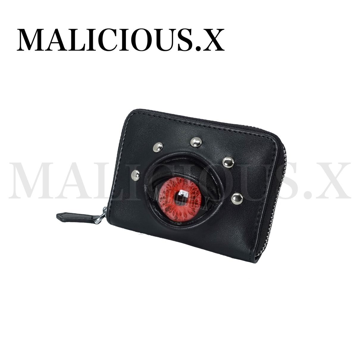 Devil eye folding zip card & coin case/ red | MALICIOUS.X
