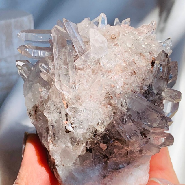 希少 虹入＆貫入 ピンク レムリアン クォーツ 原石 クラスター レムリア水晶 天然石 鉱石 鉱物 新種 Pink Lemurian ...