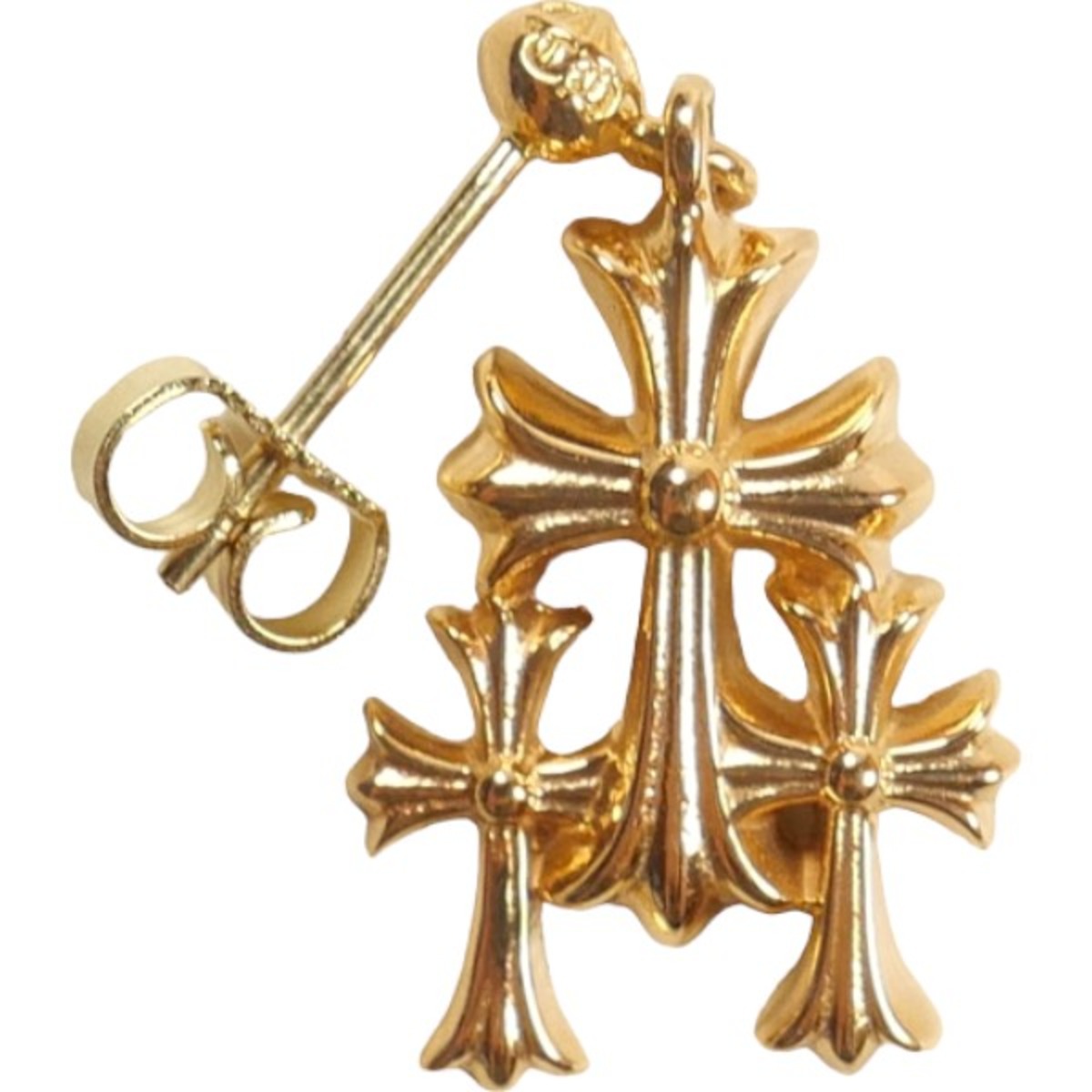 Size【フリー】 CHROME HEARTS クロム・ハーツ EARING PC 3 CH CRS GOLD トリプルCHクロスピアス 金 ...