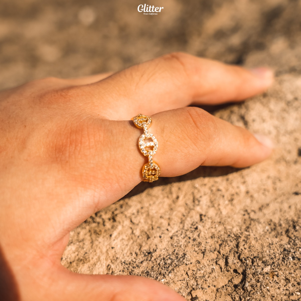 s925 Iced Out Mariner Rings 【GOLD/SILVER】 | Glitter