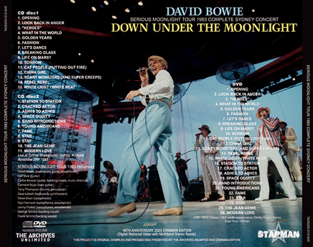 DAVID BOWIE / DOWN UNDER THE MOONLIGHT - SERIOUS MOONLIGHT TOUR 1983 ...
