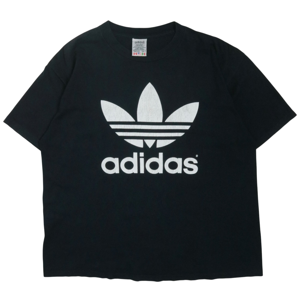 adidas trefoil logo both side print t shirt 90s | focus