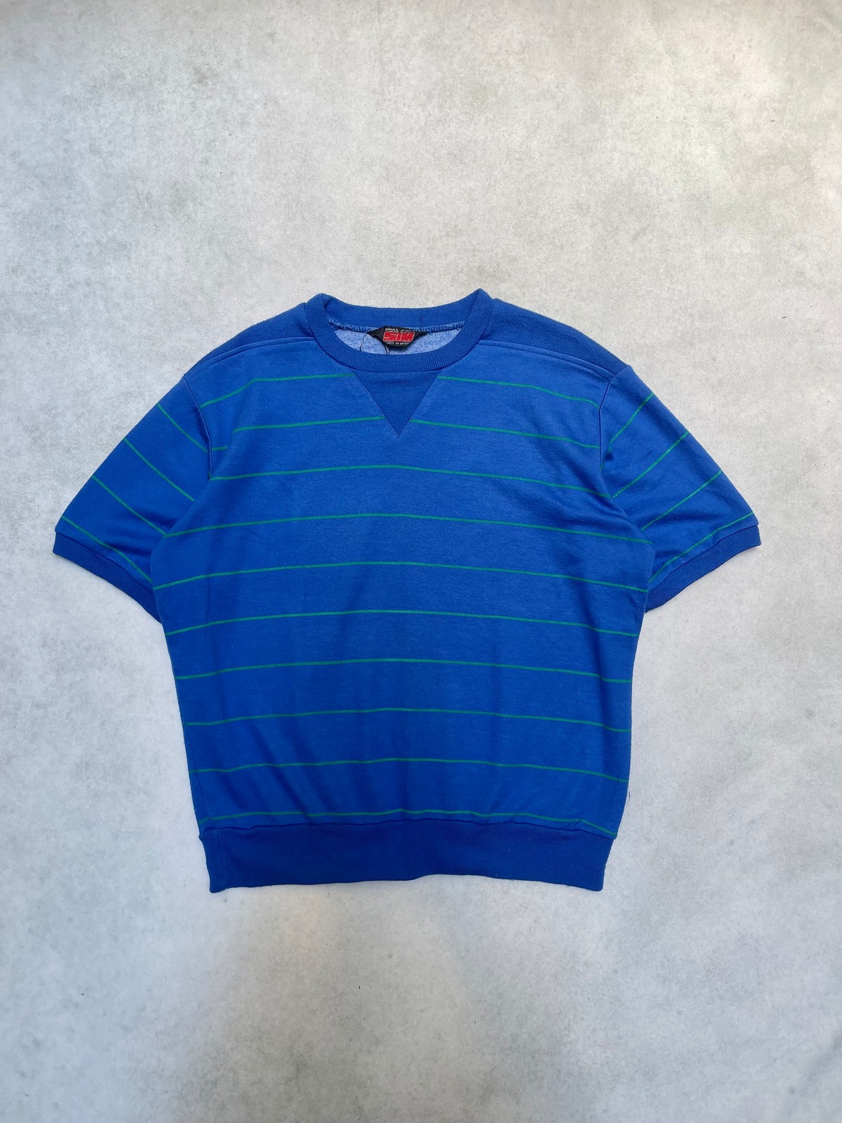 70's〜 BRUCE JENNER SIM 】 S/S sweat vintage 半袖スウェット ボーダー はめ込み 前V ガゼット 肩 ...