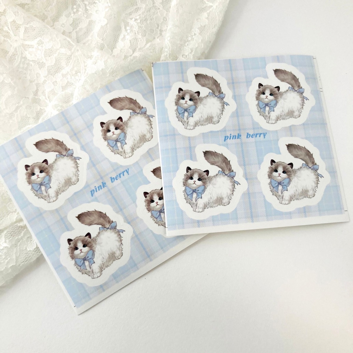 PB67 PinkBerry【Blue cat】封緘 マット シートシール 10枚 | cherish365_zakka