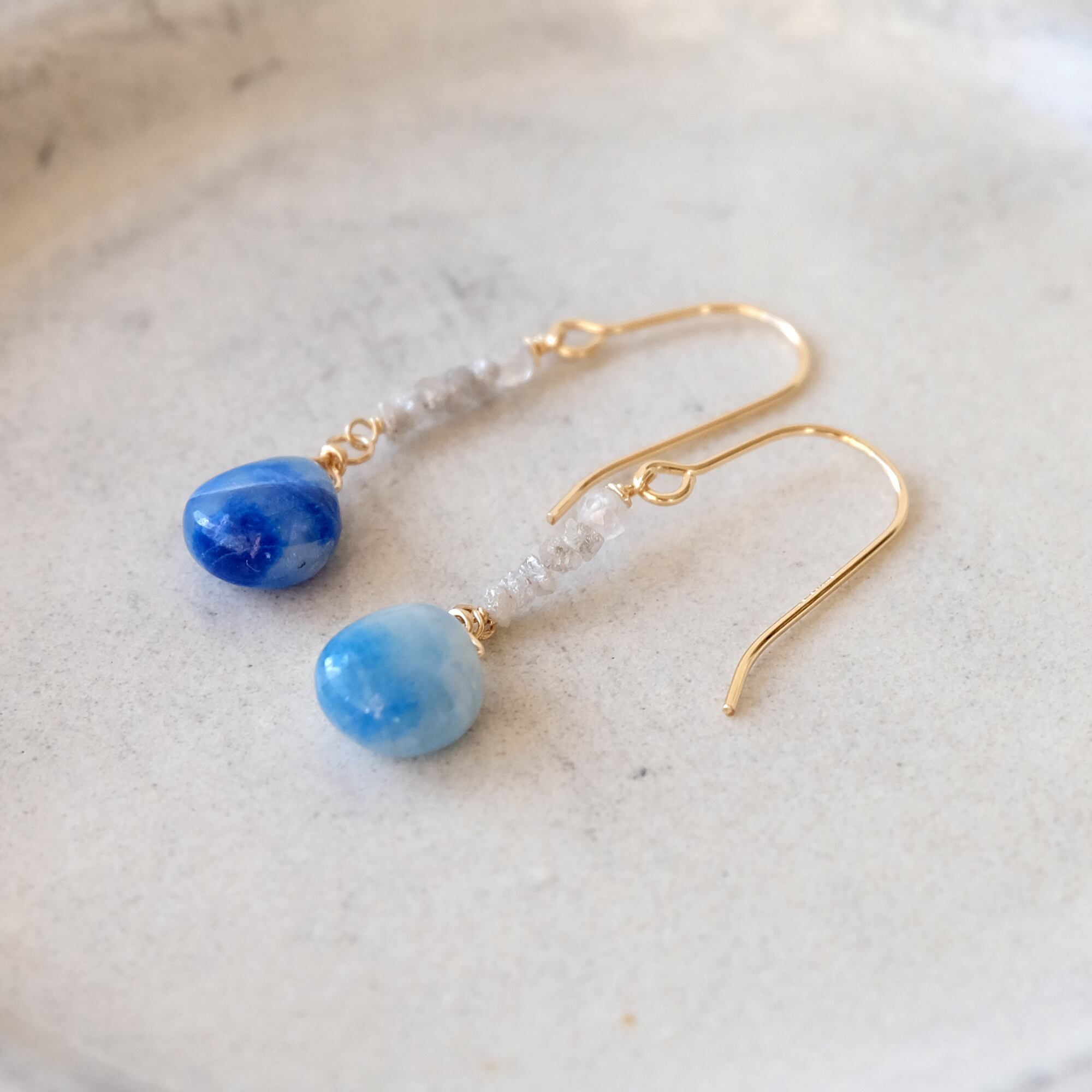 アフガナイトと原石ダイヤのピアス・イヤリング変更可・14kgf | Pay ID