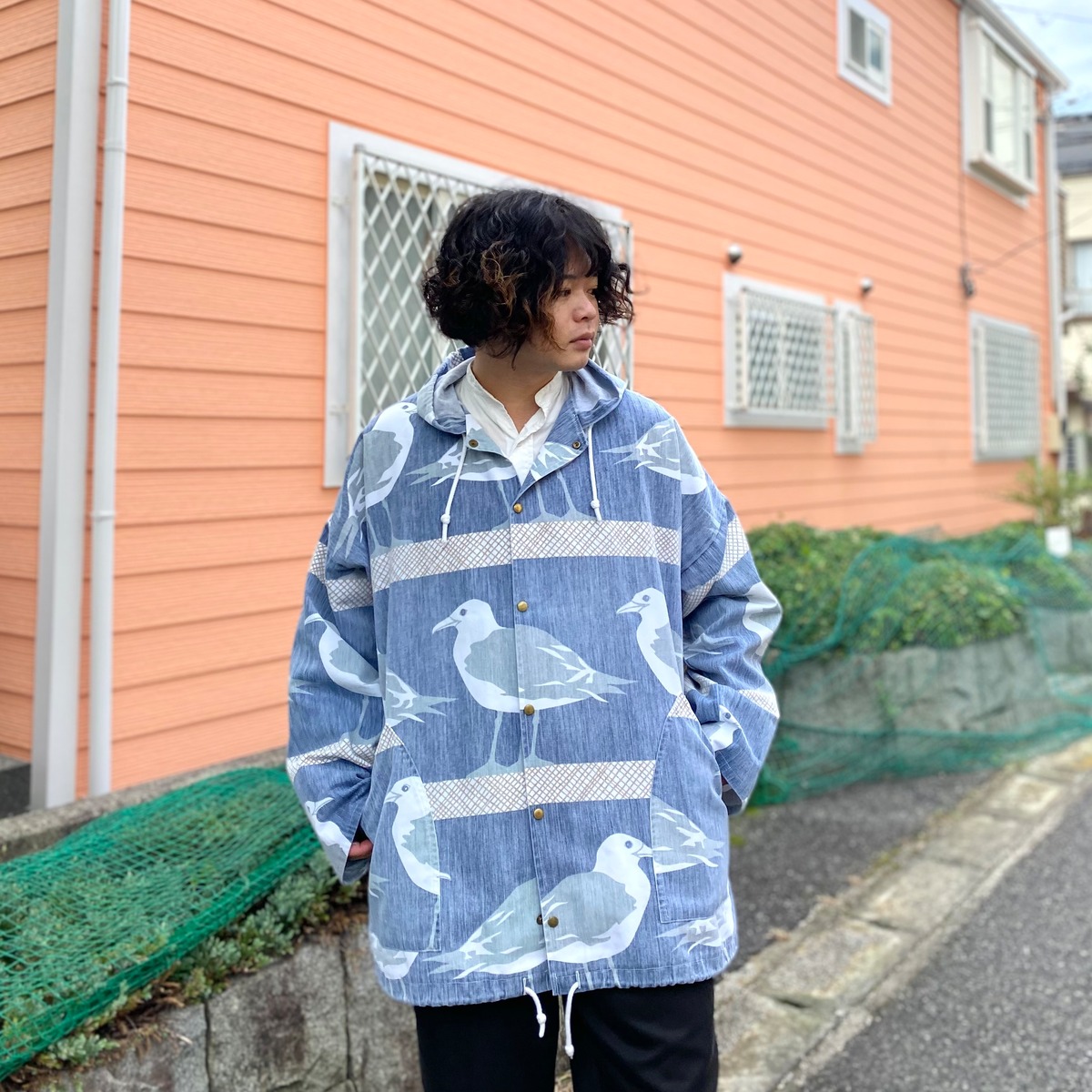 『L/XL』〜90年代 USA製 MICHIGAN RAG ミシガンラグ スナップパーカー コットンジャケット フード付き 鳥柄 古着 古着屋 ...