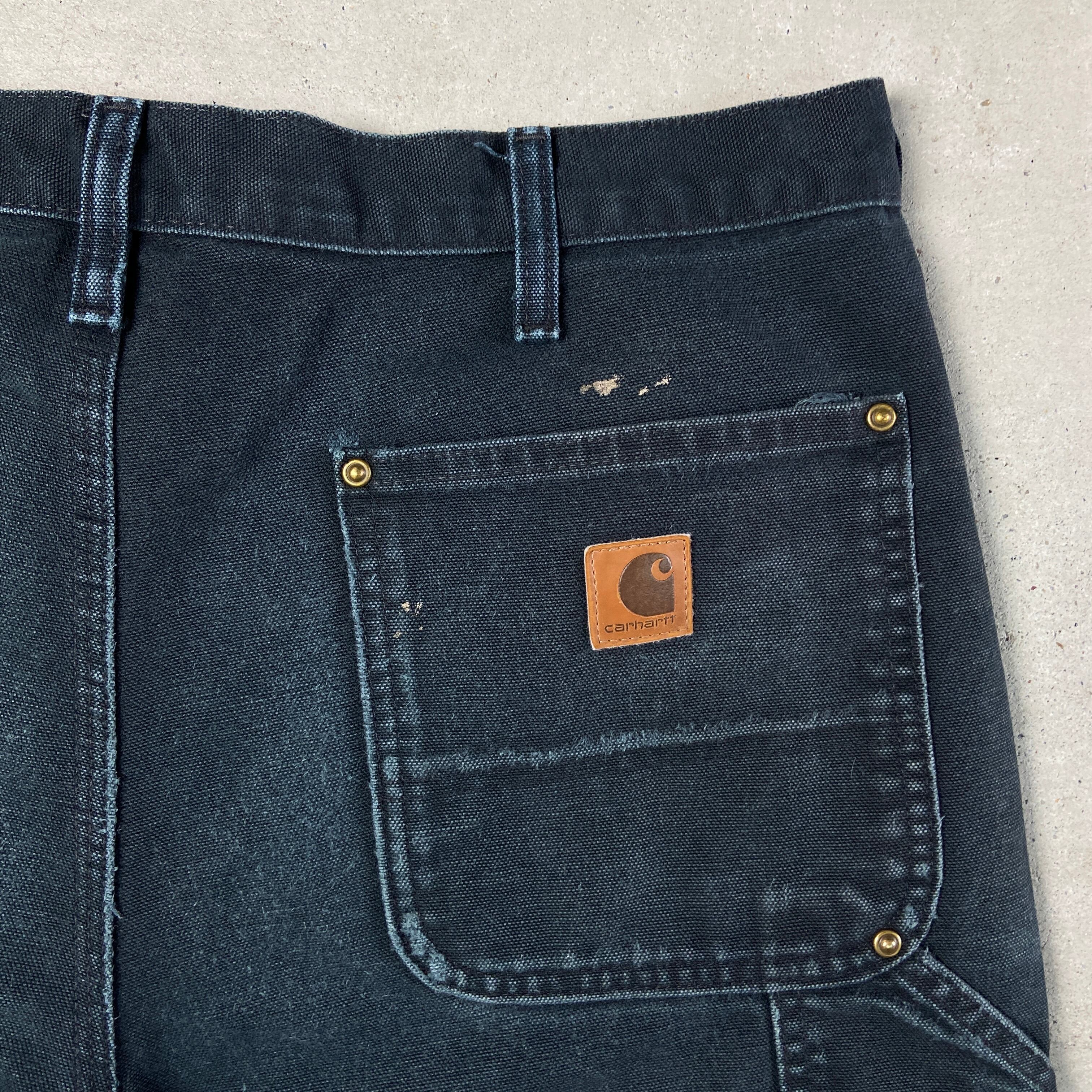 Carhartt カーハート B136 ダブルニー ダック地ペインターパンツ メンズW34 古着 ワークパンツ ブラック 黒【ロングパンツ ...