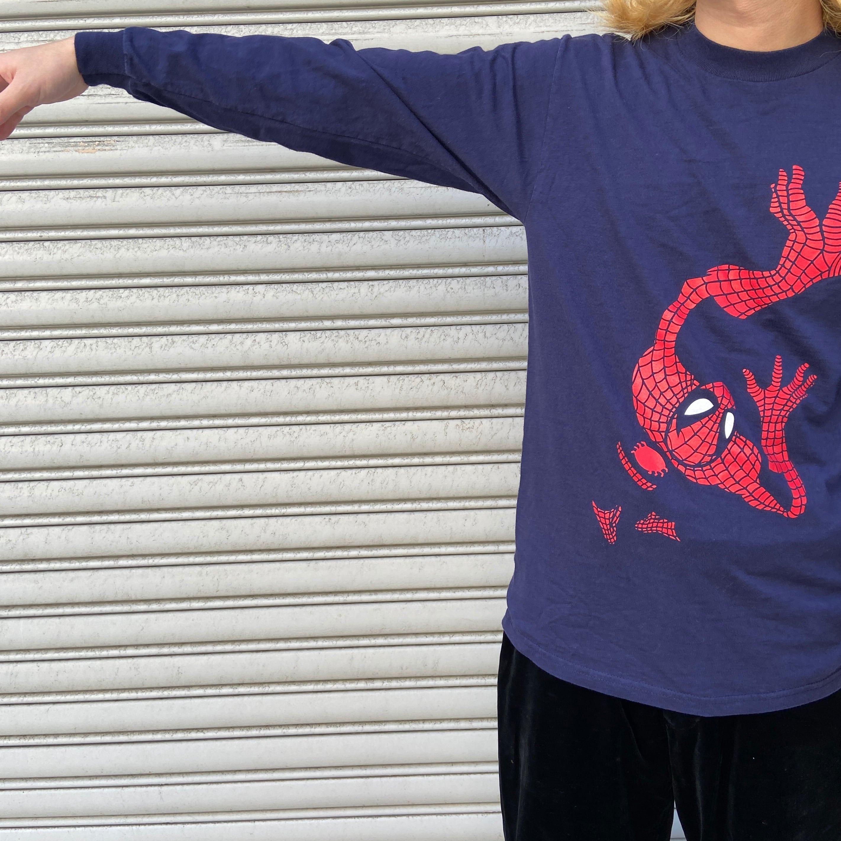 00s スパイダーマン プリントロンT ムービーT アメコミ ネイビー 00s スパイダーマン プリントロンT ムービーT アメコミ ネイビー