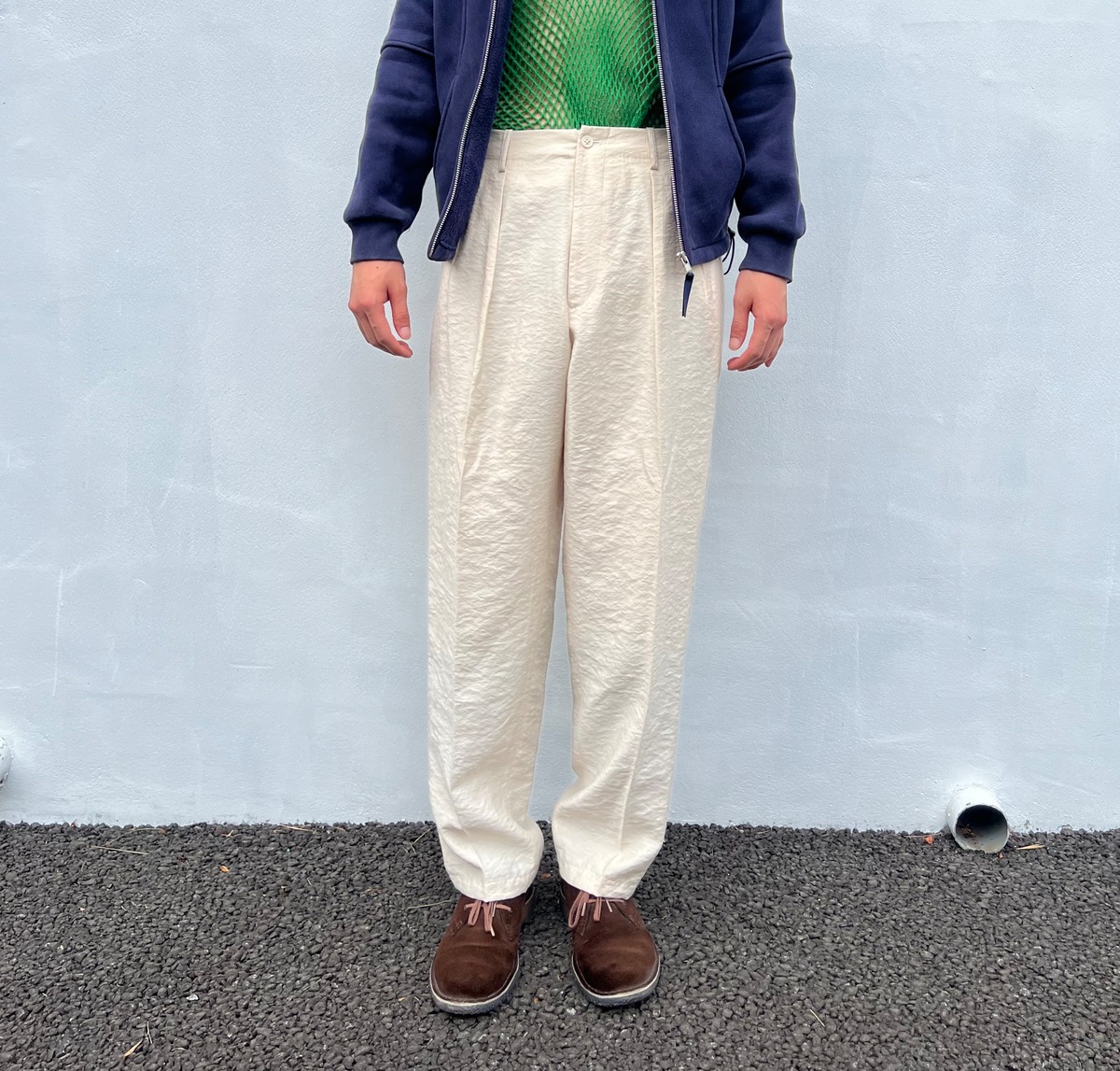 “Y's for men ” Ivory beige rayon/nylon design easy 2tuck slacks pants ...