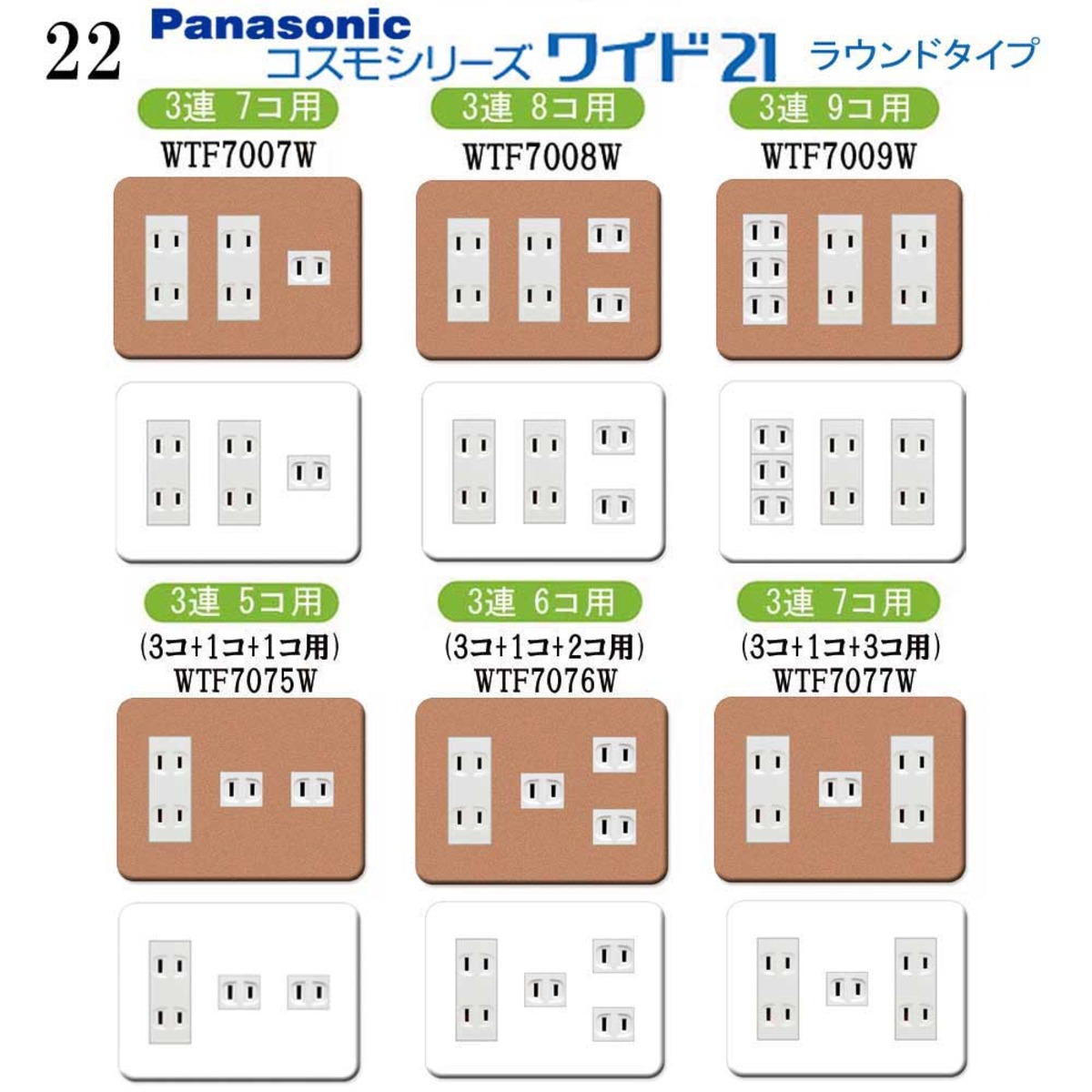 和調柄 (ナチュラルモダン柄) 22番パナソニック 【コスモワイドシリーズ21】3連 コンセントプレート スイッチプレート | CASEMAKER