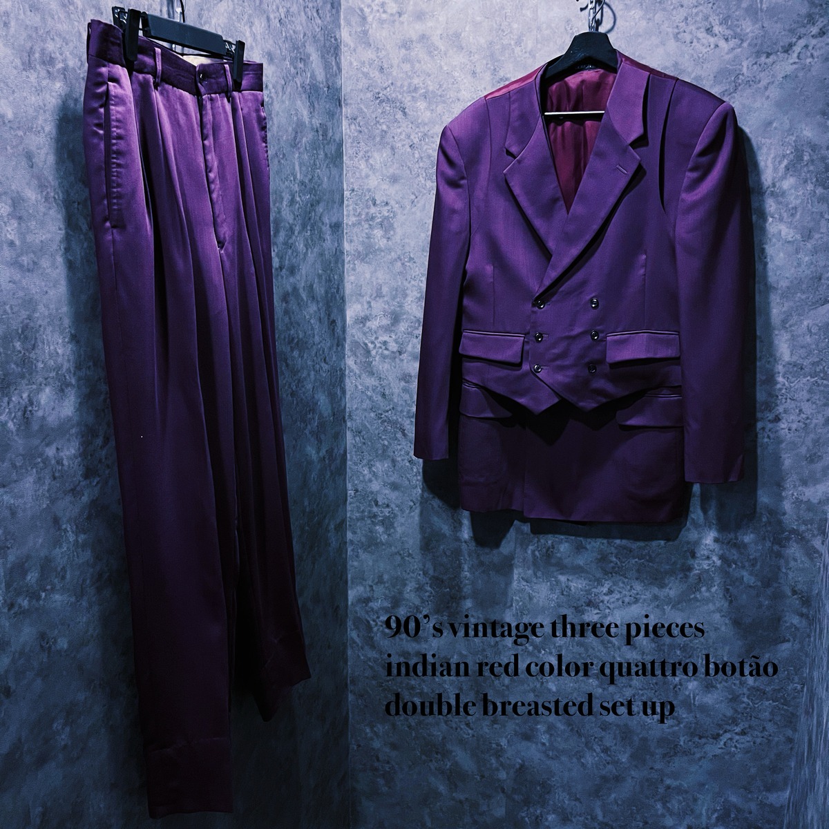 【doppio】90’s vintage three pieces indian red color quattro botão double ...